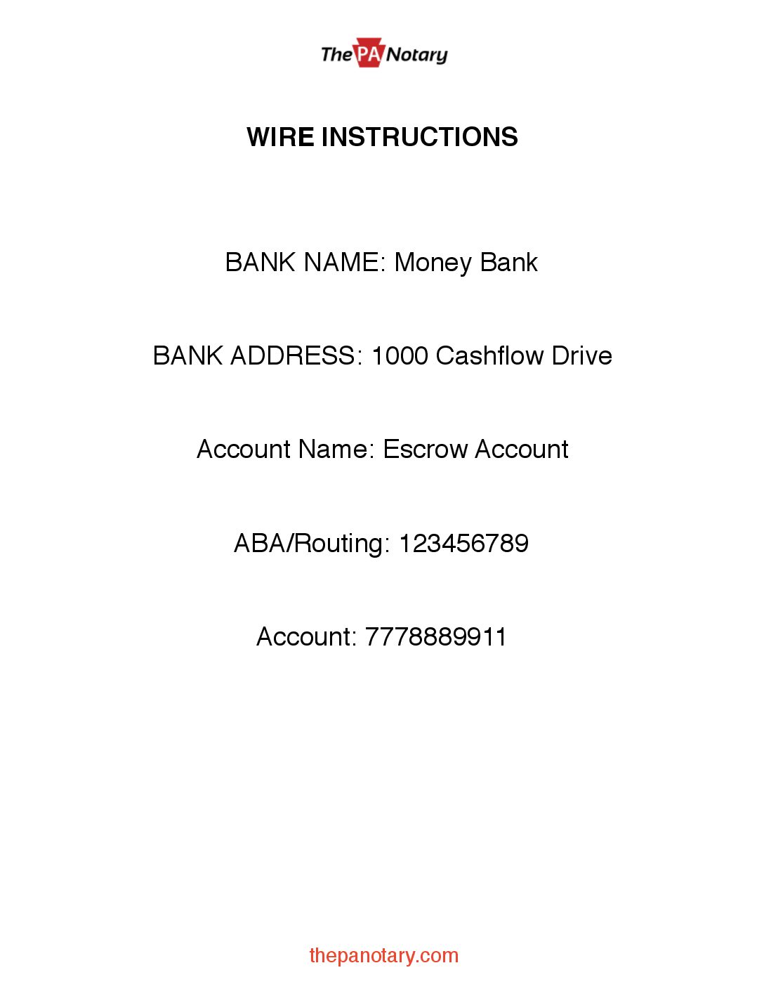 sample-wire-instructions - The PA Notary